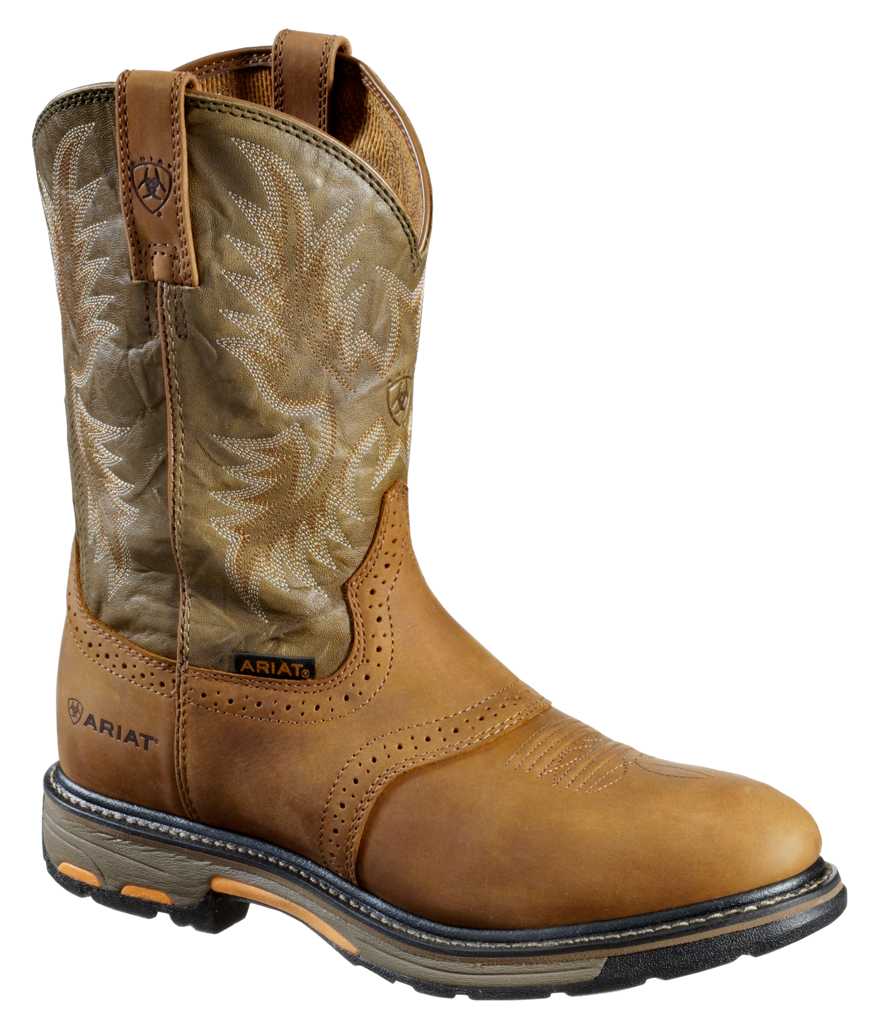 Ariat 16916 Workhog Pull-On Western Boots for Men - Aged Bark/Army ...